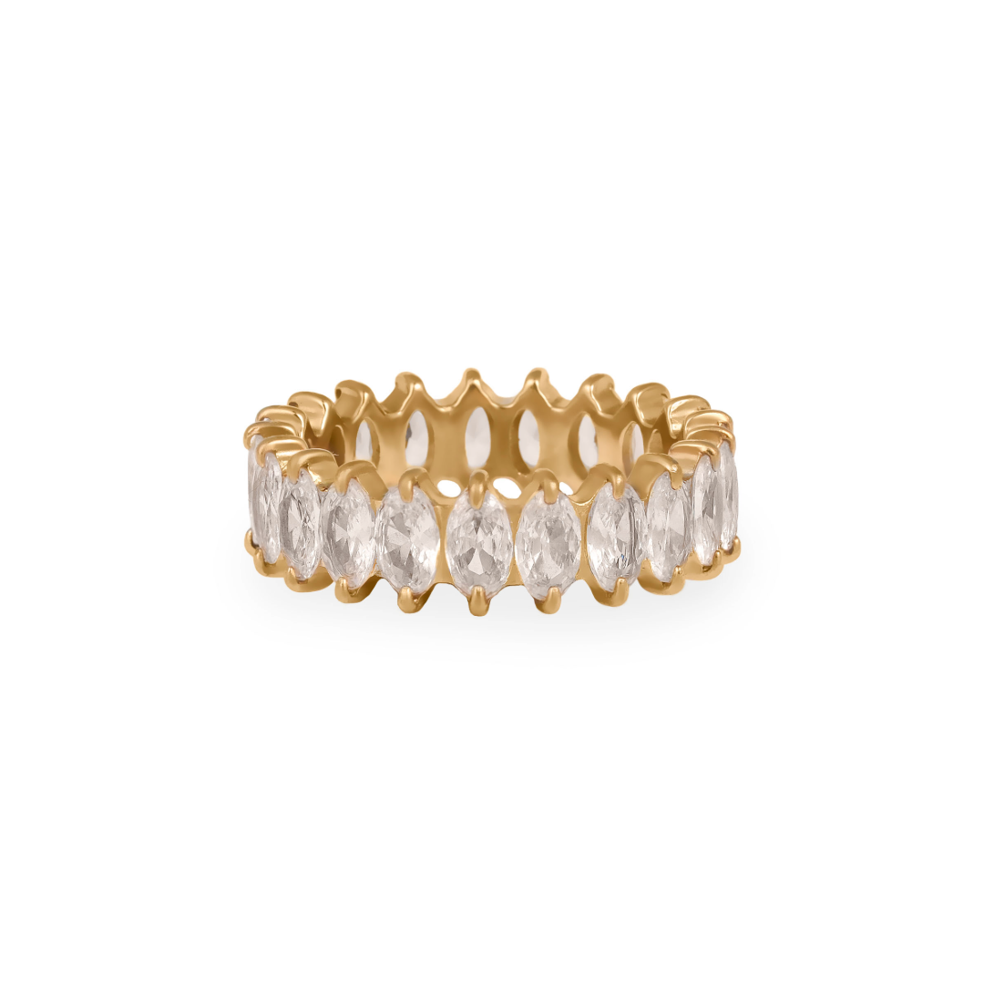 Marquise Band - Gouden ring met 6 mm marquise steentjes | Be Golden