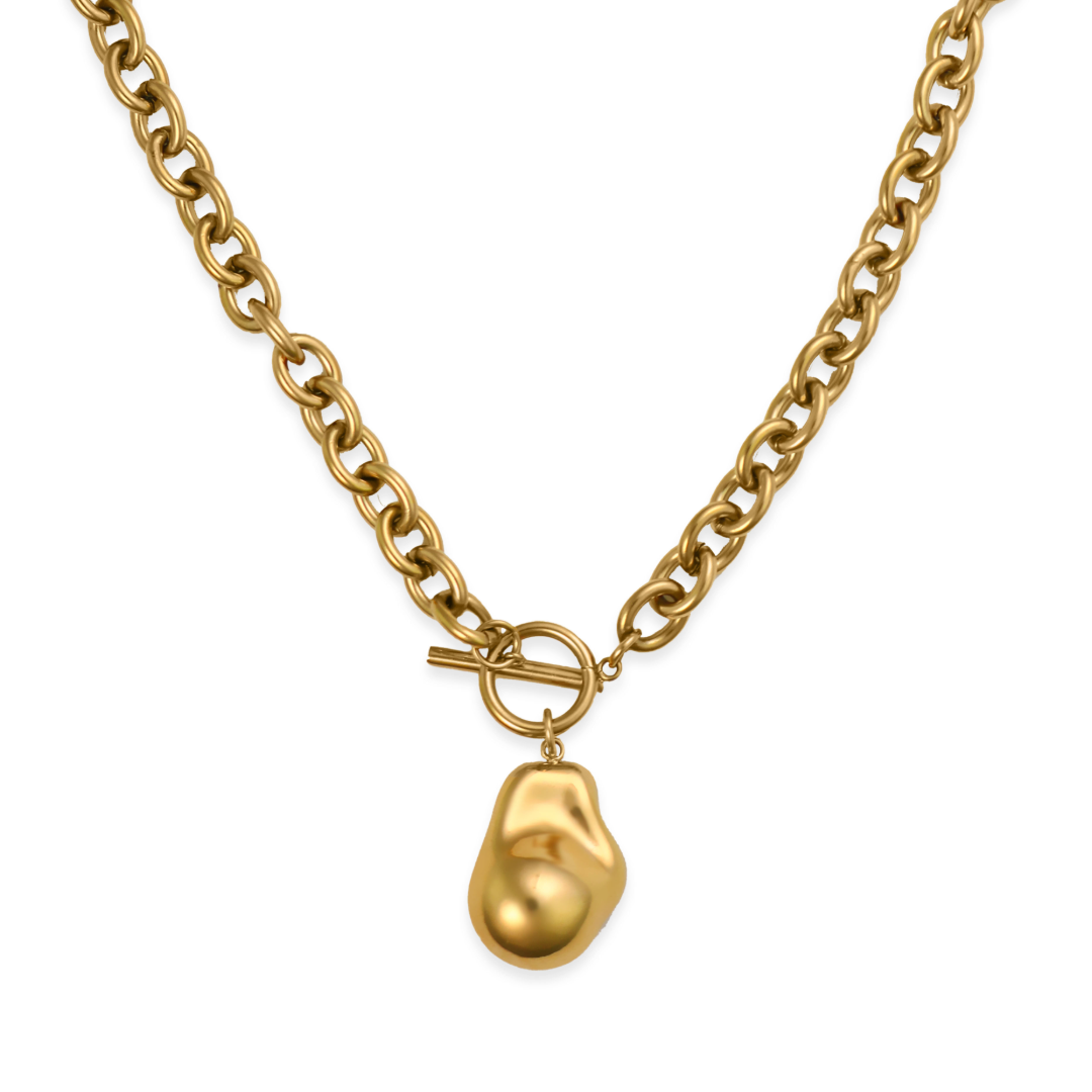 Pearl Touch Necklace - Schakelketting organische hanger | Be Golden