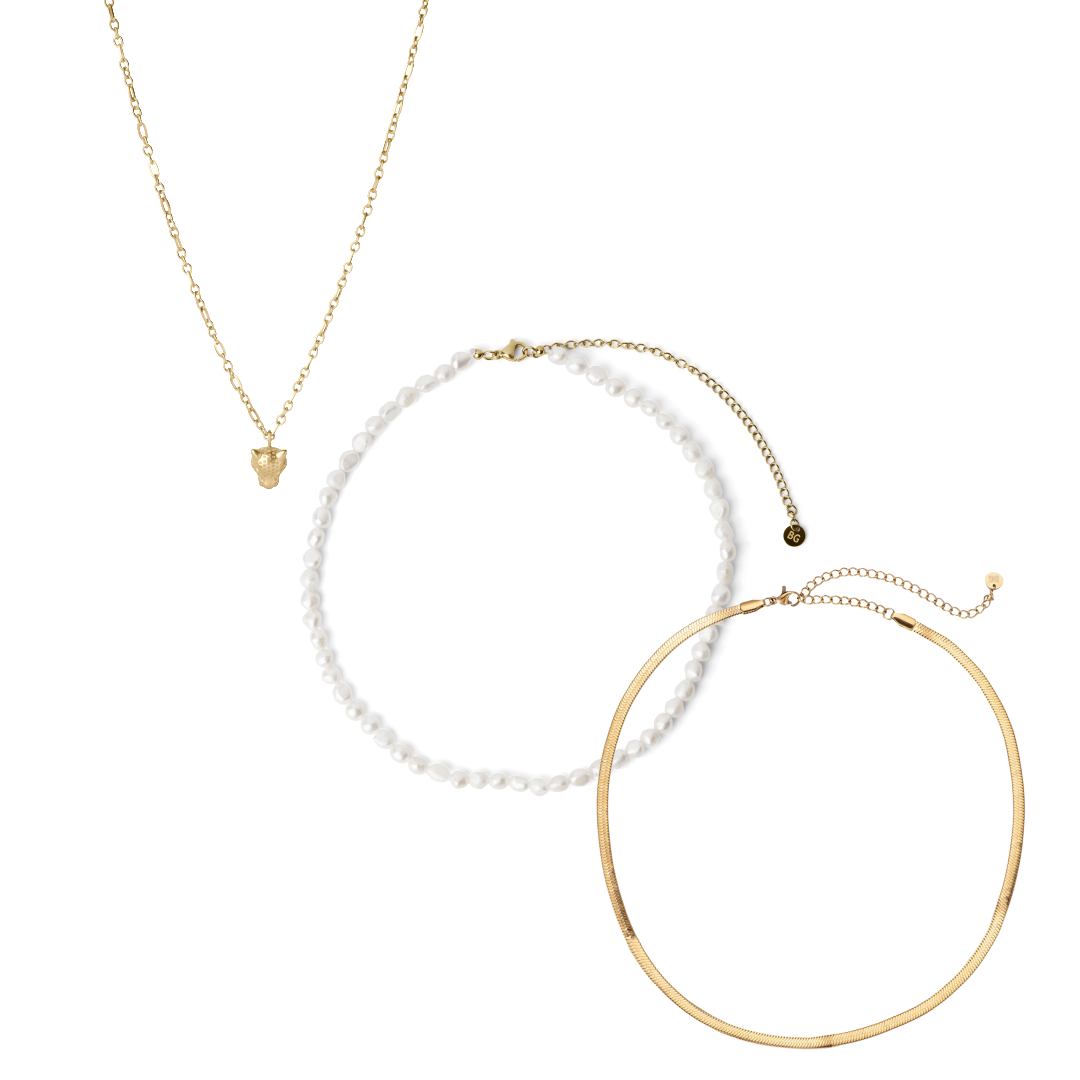 Stay Wild Set - Statement Kettingen met Parels en Panter | Be Golden