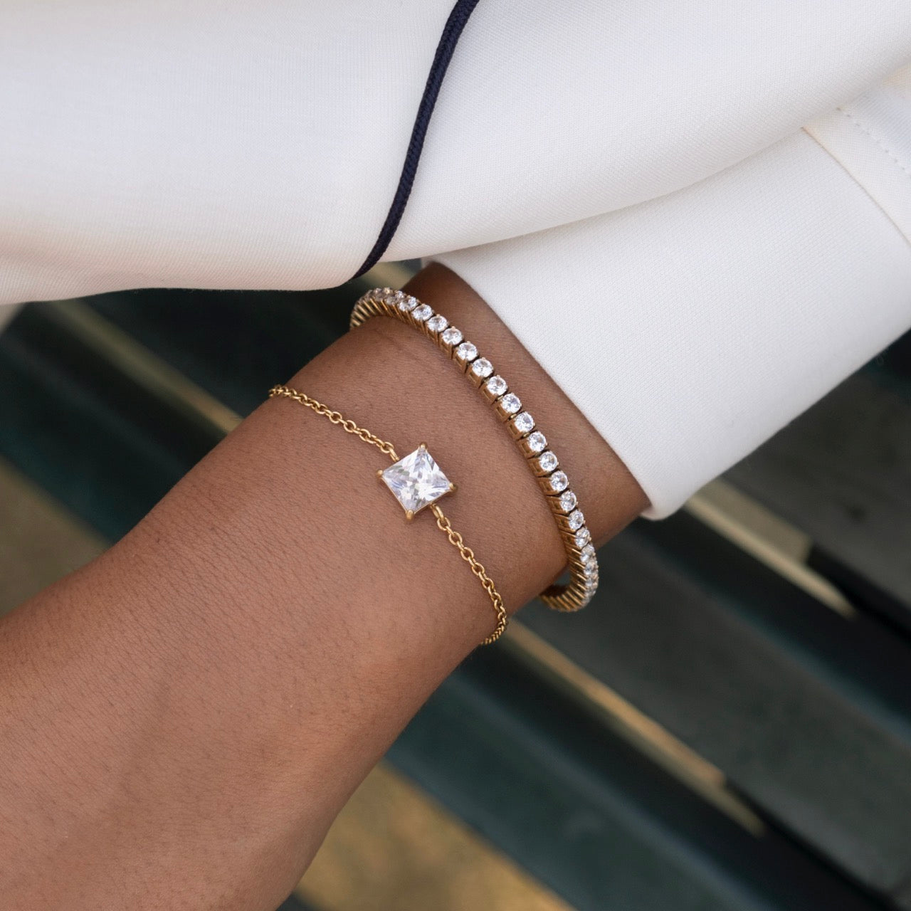 Deuce & Diamonds Set - Gouden Armbanden met Sparkles | Be Golden